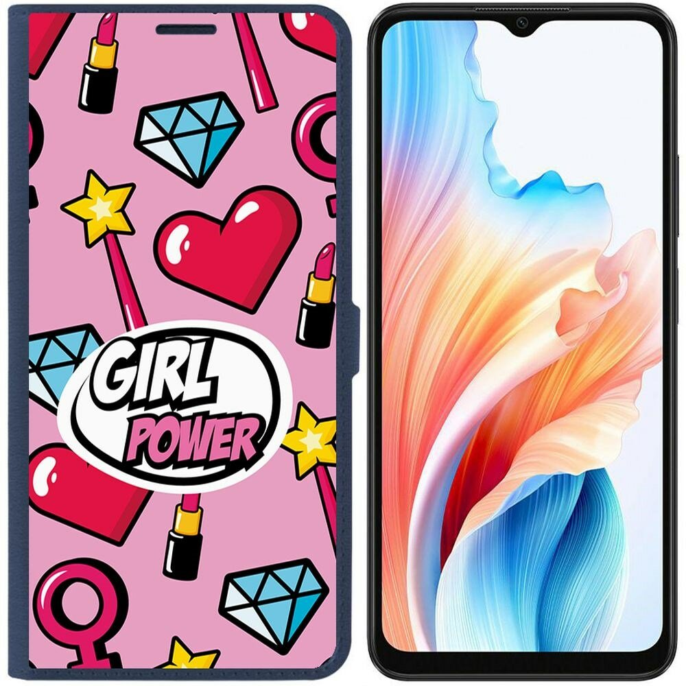 Чехол-книжка Krutoff Eco Book для Oppo A38 4G Girl Power (синий)