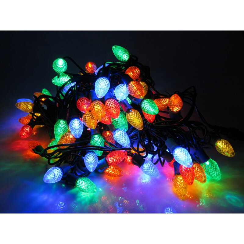 LED-PL-C7-4-G-220V-18-M Светодиодная гирлянда 20м, 240V, мульти LED/насадка Шишки 3,5х2см. Neo-Neon