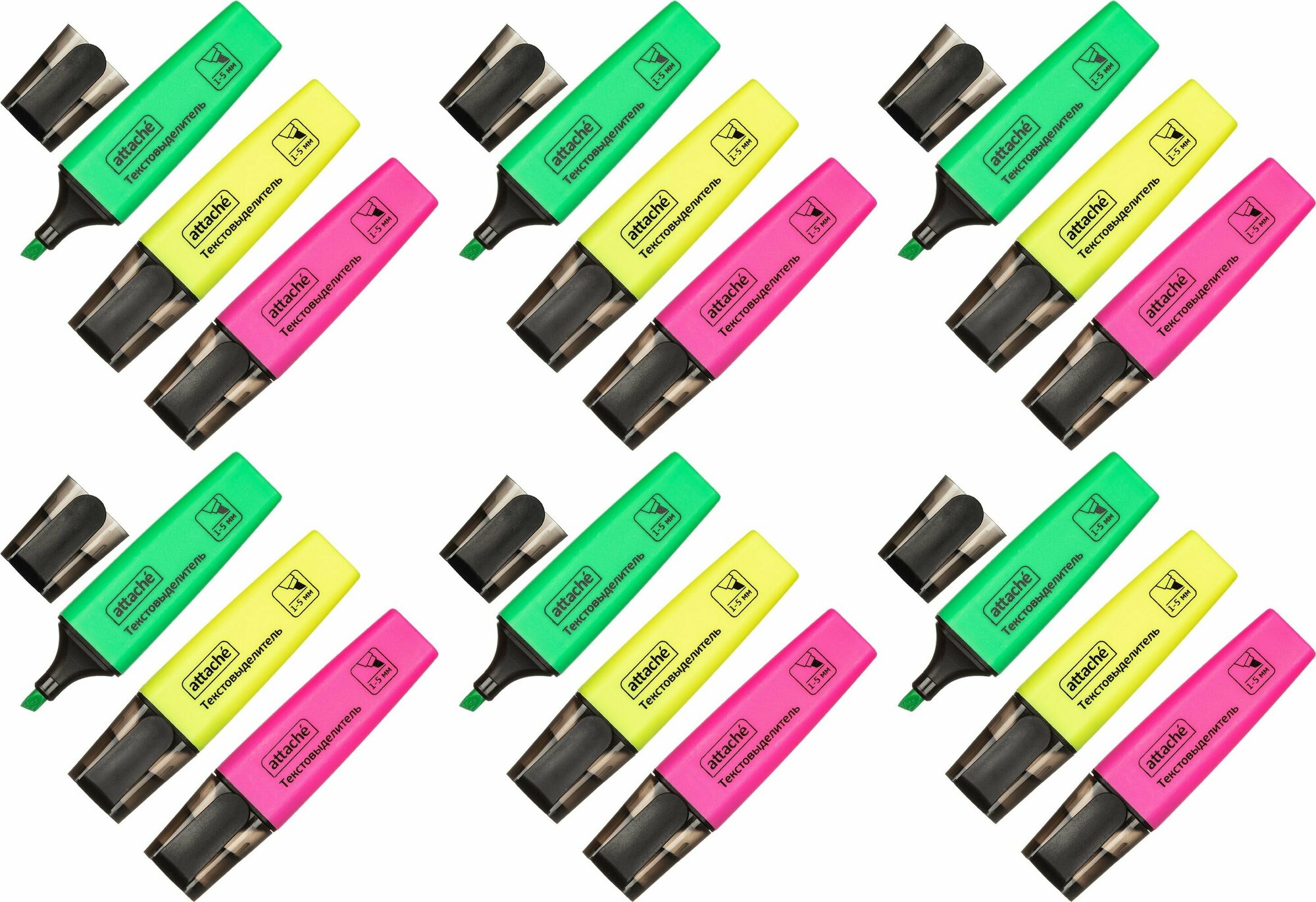 Attache Текстовыделитель Colored, 1-5 мм, 3 цветов, 6 уп