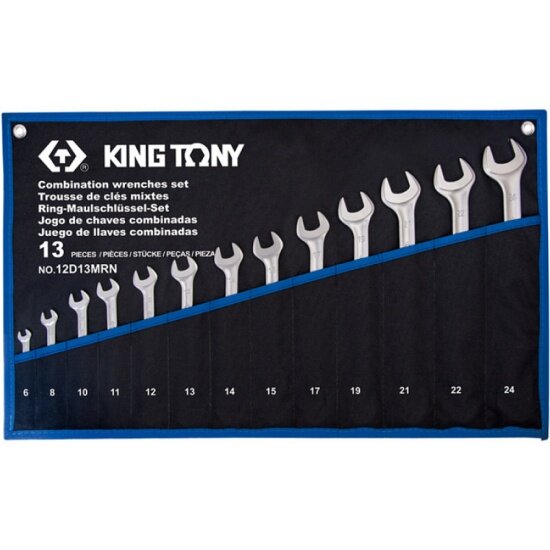 Набор комбинированных ключей King Tony 12D13MRN, 6-24мм, чехол из теторона, 13 предметов