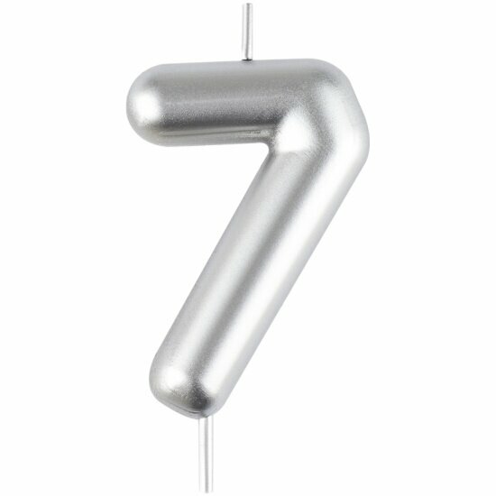 Свечи для торта Meshu с держателем "Цифра 7", 6 см, серебряная, блистер