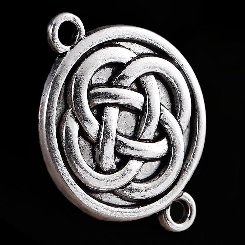 Фурнитура для бижутерии Коннектор Узел в круге 0009719 серебряный цвет 27x20 мм, цена за 4 шт.