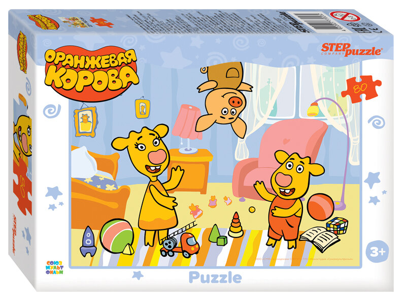 Пазлы 80 деталей. Оранжевая корова (в ассортименте) (Союзмультфильм) 77023, (Степ Пазл) ()
