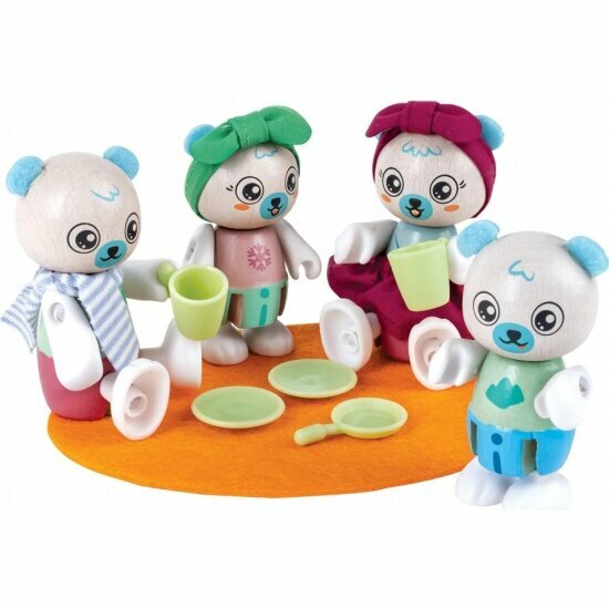 Игровой набор Hape E3529_HP фигурки животных "Семья белых медведей", 4 предмета в наборе