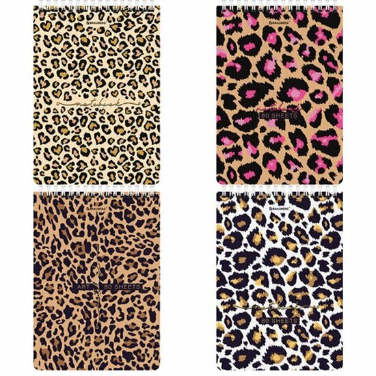 Блокнот Brauberg А5 146х206мм, 80л, гребень, картон, жесткая подложка, клетка, , Leopard, 114383