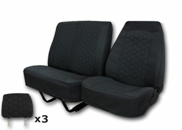 Чехлы сидений для а/м Газель Next 3-х мест, а/м Газон Next "на 3 подголовника" (черный) жаккард стеганый