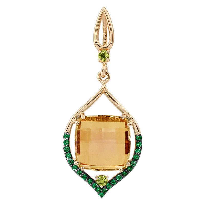 Подвеска, красное золото, 585 проба, цитрин