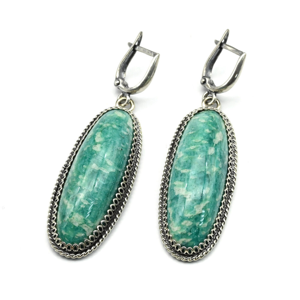 Серьги с подвесками, амазонит