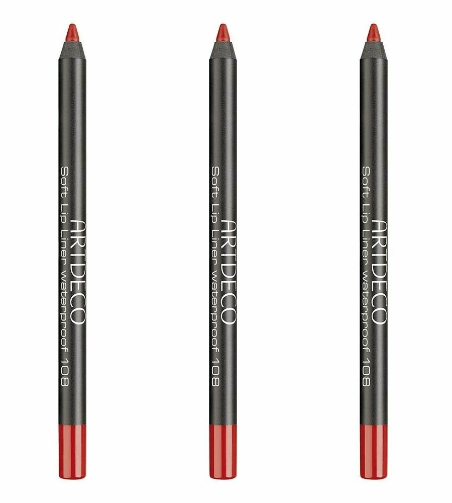 ARTDECO Водостойкий карандаш для губ Soft Lip Liner Waterproof тон 108, 3 штуки