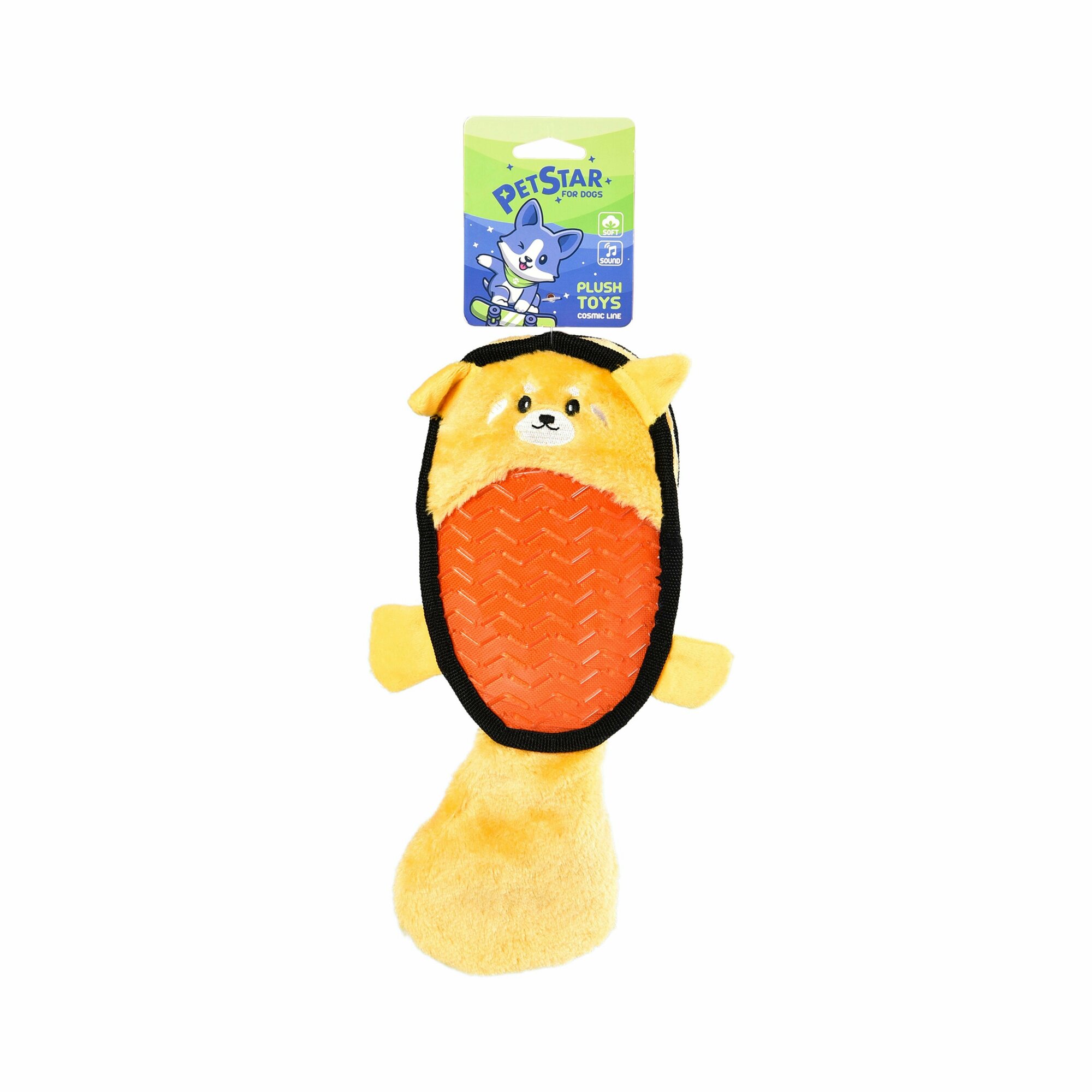 Игрушка плюшевая для собак Бобер с пищалкой, длина - 30 см, PET STAR