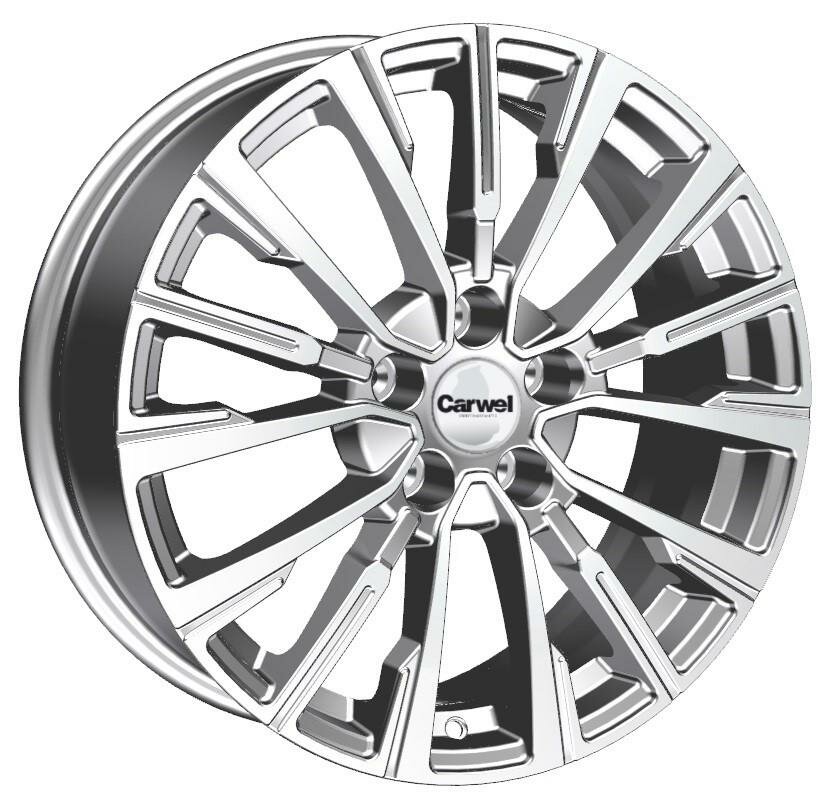 Диск автомобильный литой Carwel Базан 1720 17x7 5x108 et33 dia60.1 Серебристый с полированной лицевой частью