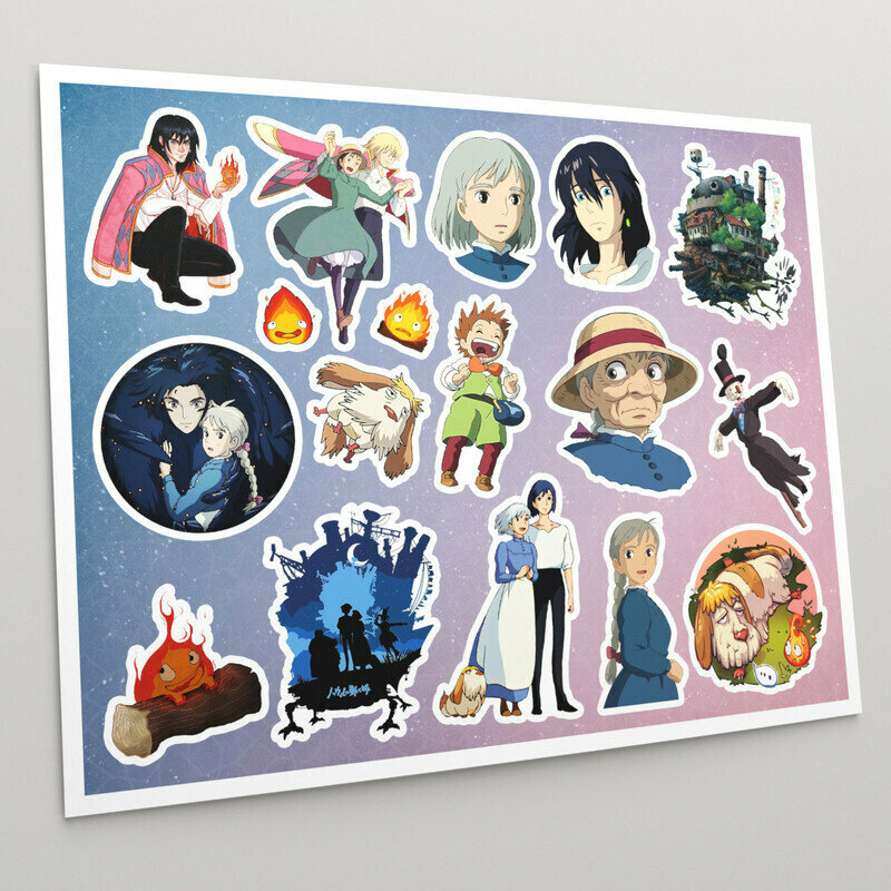 Наклейки декоративные (Стикеры самоклеящиеся) набор "Аниме - Ходячий замок" 20x25 см