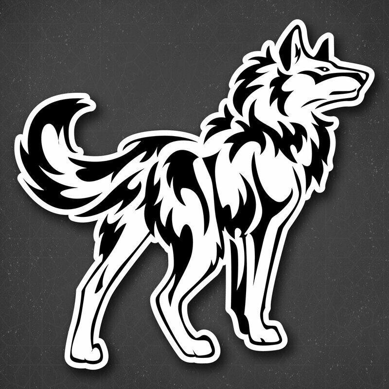 Наклейка на авто "Орнамент - северный волк" 19x19 см