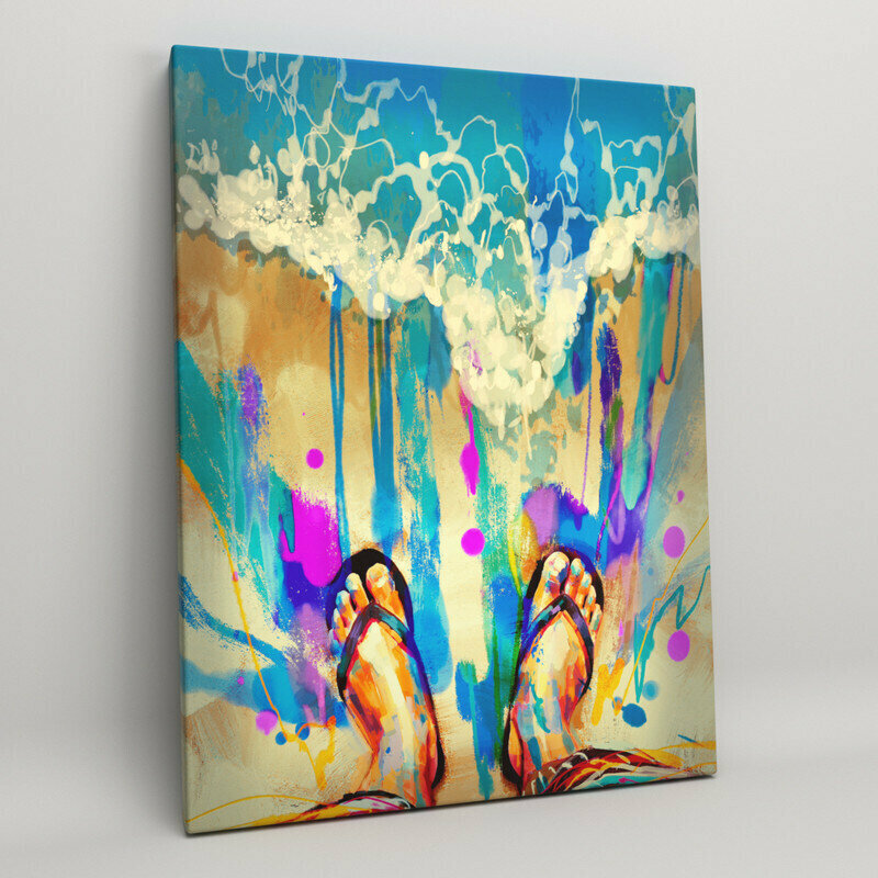 Картина на холсте (интерьерный постер) "Отпуск у моря - арт", с деревянным подрамником, размер 22x30 см