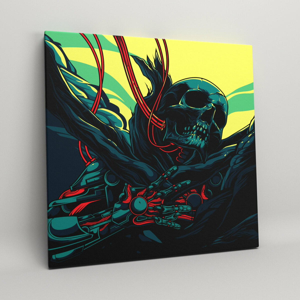 Картина на холсте (интерьерный постер) "Стимпанк - Андроид скелет" игры, с деревянным подрамником, размер 35х35 см