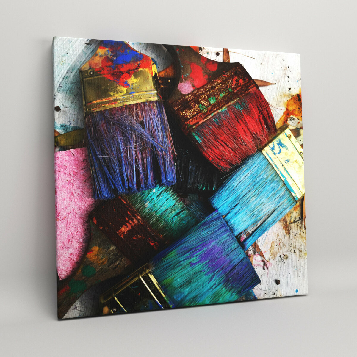 Картина на холсте (интерьерный постер) "Кисти художника", с деревянным подрамником, размер 35x35 см