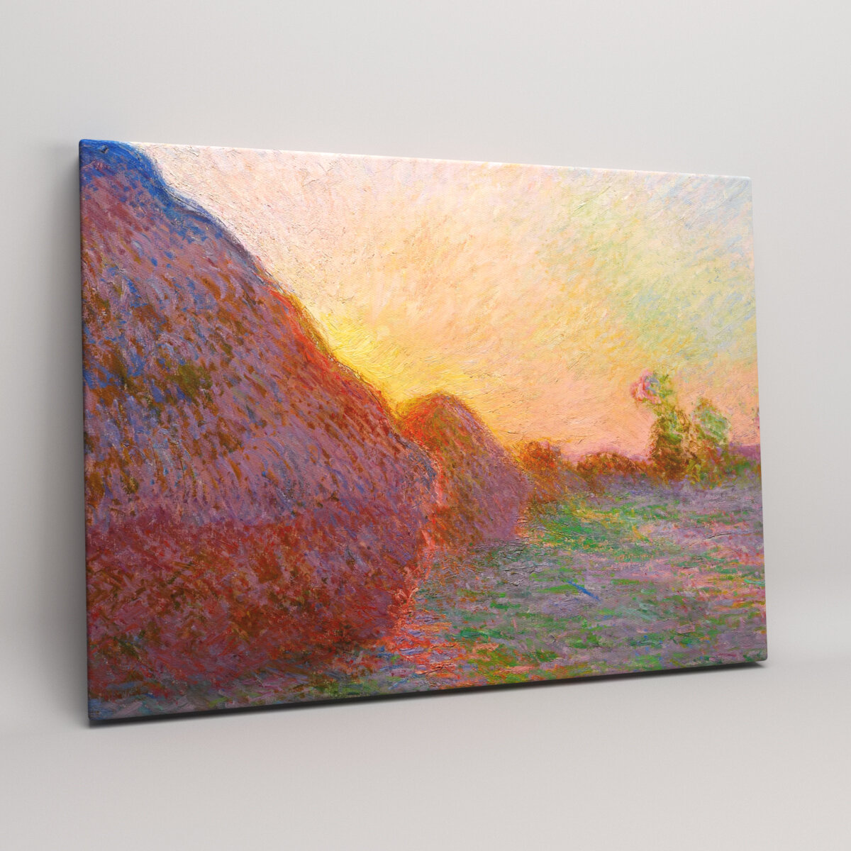 Картина на холсте, репродукция "Стога сена - Клод Моне", с деревянным подрамником, размер 30x40 см