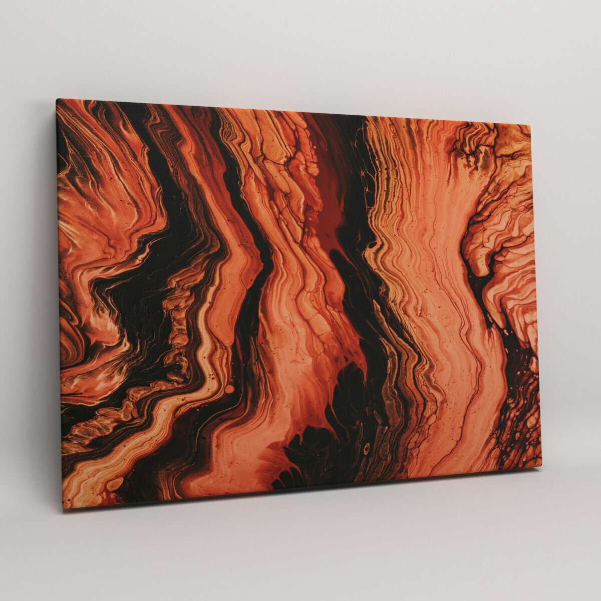 Картина на холсте (интерьерный постер) "Коричневые разводы" абстракция, с деревянным подрамником, размер 40х30 см