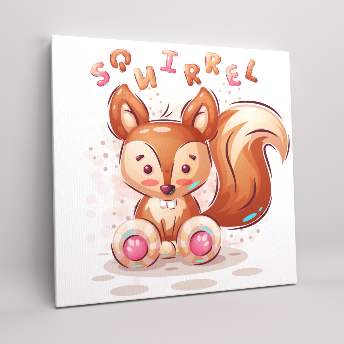 Картина на холсте (интерьерный постер) "Лисенок" детский, с деревянным подрамником, размер 35x35 см