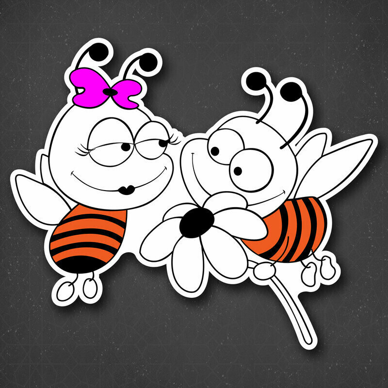 Наклейка на авто "Влюбленные пчелки" 22x19 см