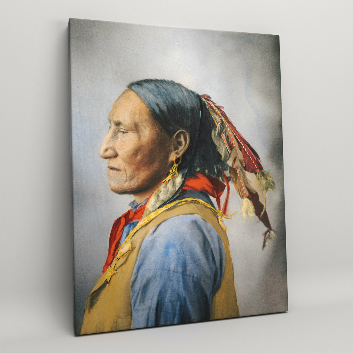 Картина на холсте (интерьерный постер) "Американские индейцы", с деревянным подрамником, размер 30x40 см