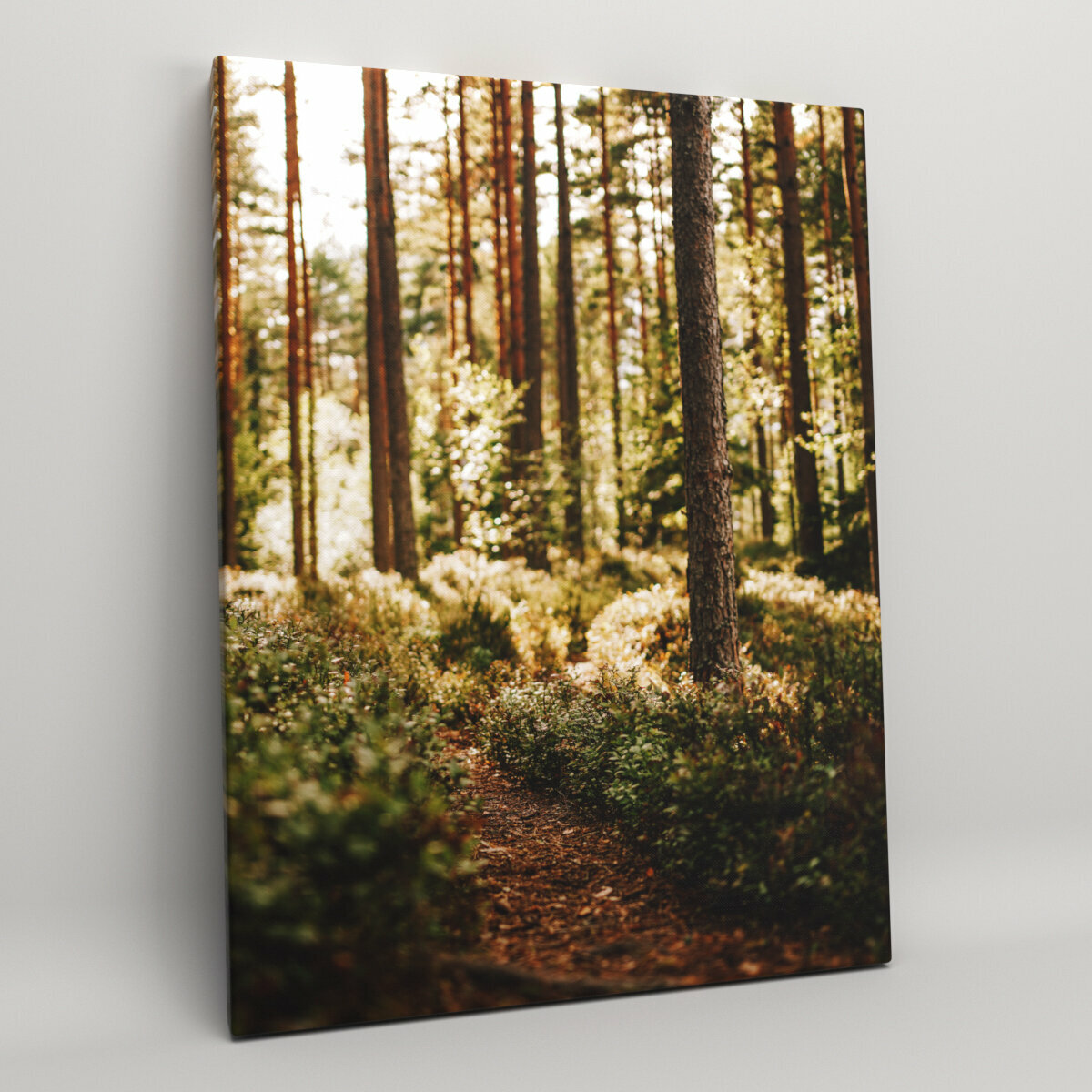 Картина на холсте (интерьерный постер) "Сосновый лес" природа, с деревянным подрамником, размер 30x40 см