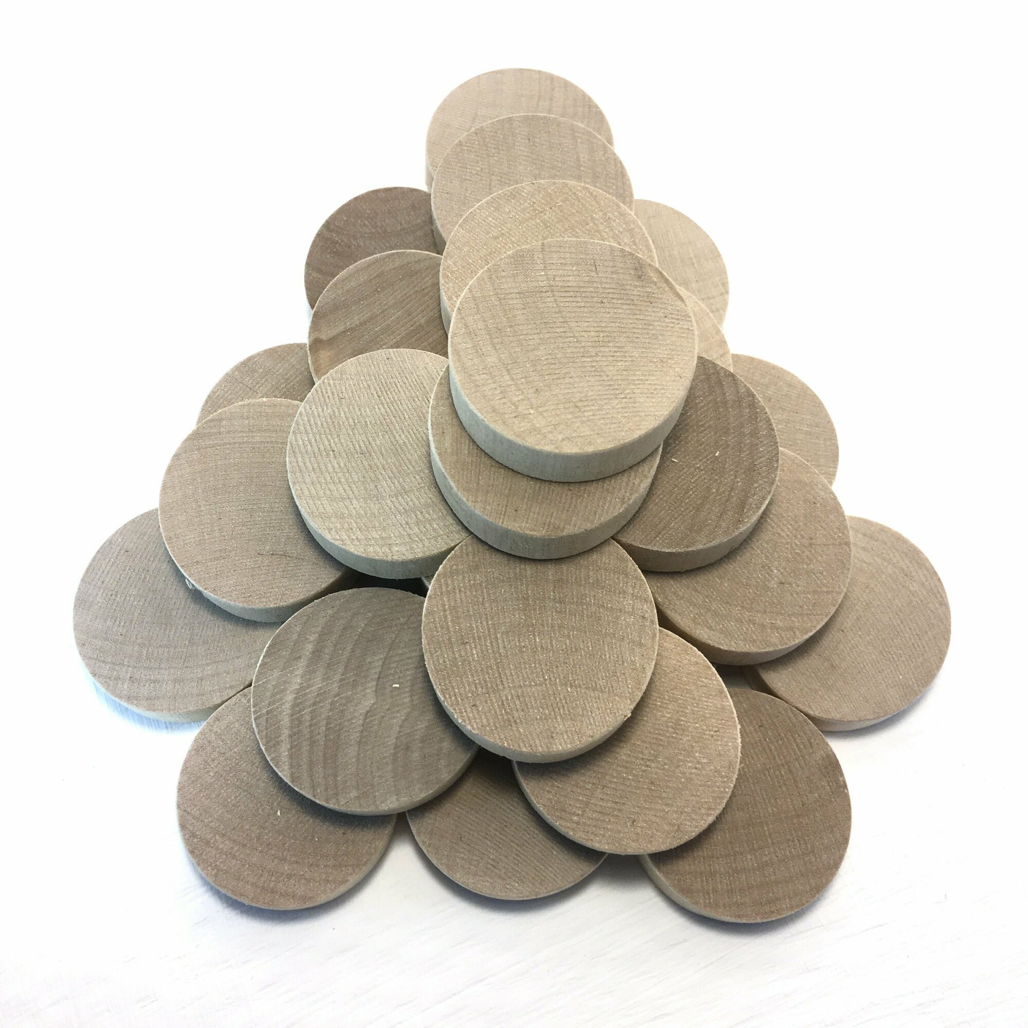 Спил дерево круглый, 27шт, d 4 см, h10 мм/творчество детское/заготовки для шашек и нард /для декорирования