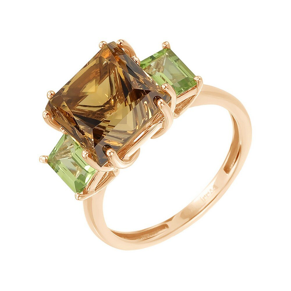 Кольцо, красное золото, 585 проба, цитрин