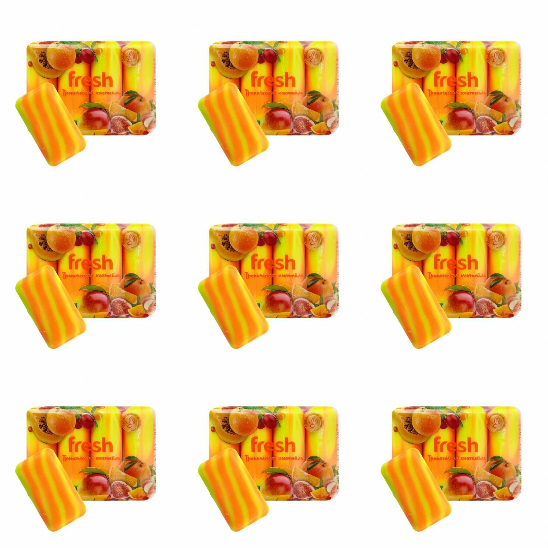 Эфко косметик Крем-мыло Fresh Тропический коктейль, 4 х 75 гр, 9 уп