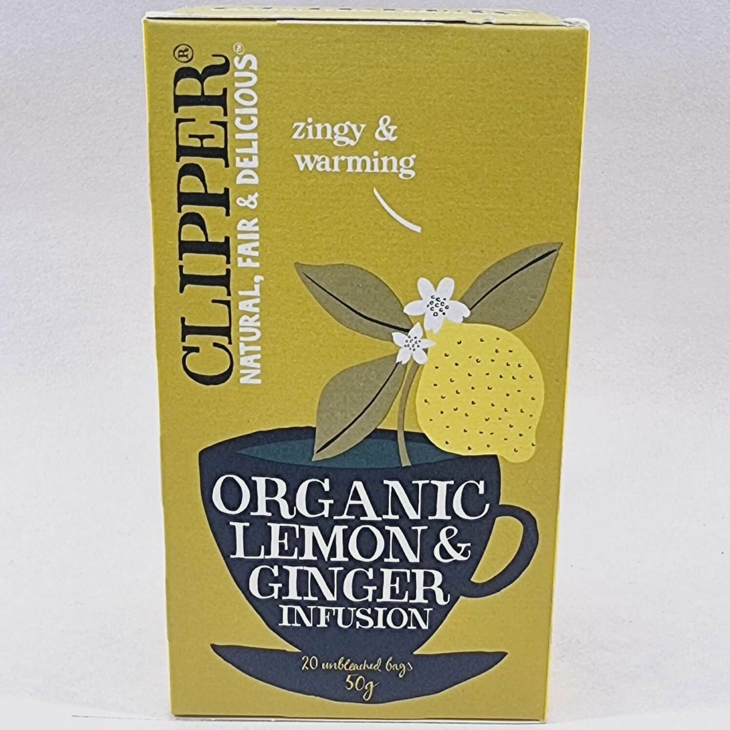 Чай травяной CLIPPER "ORGANIC LEMON & CINGER INFUSION" лимонный с имбирем 20 пакетиков 50 г (из Финляндии)