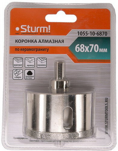 Коронка алмазная по керамограниту Sturm! 1055-10-6870