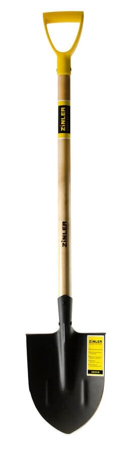 Лопата штыковая ZINLER (740 мм, копательная, остроконечная, с дер/черенком+ ручка, ЛКОЧ2р)