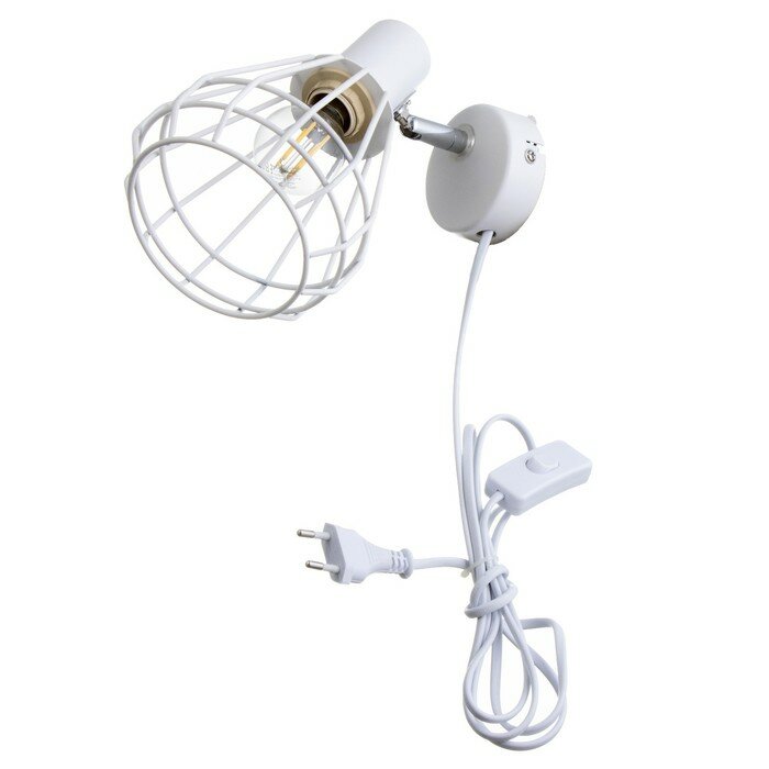 Бра с переключателем на проводе «Хлоя» Е14 40 Вт белый 19×10×18 см