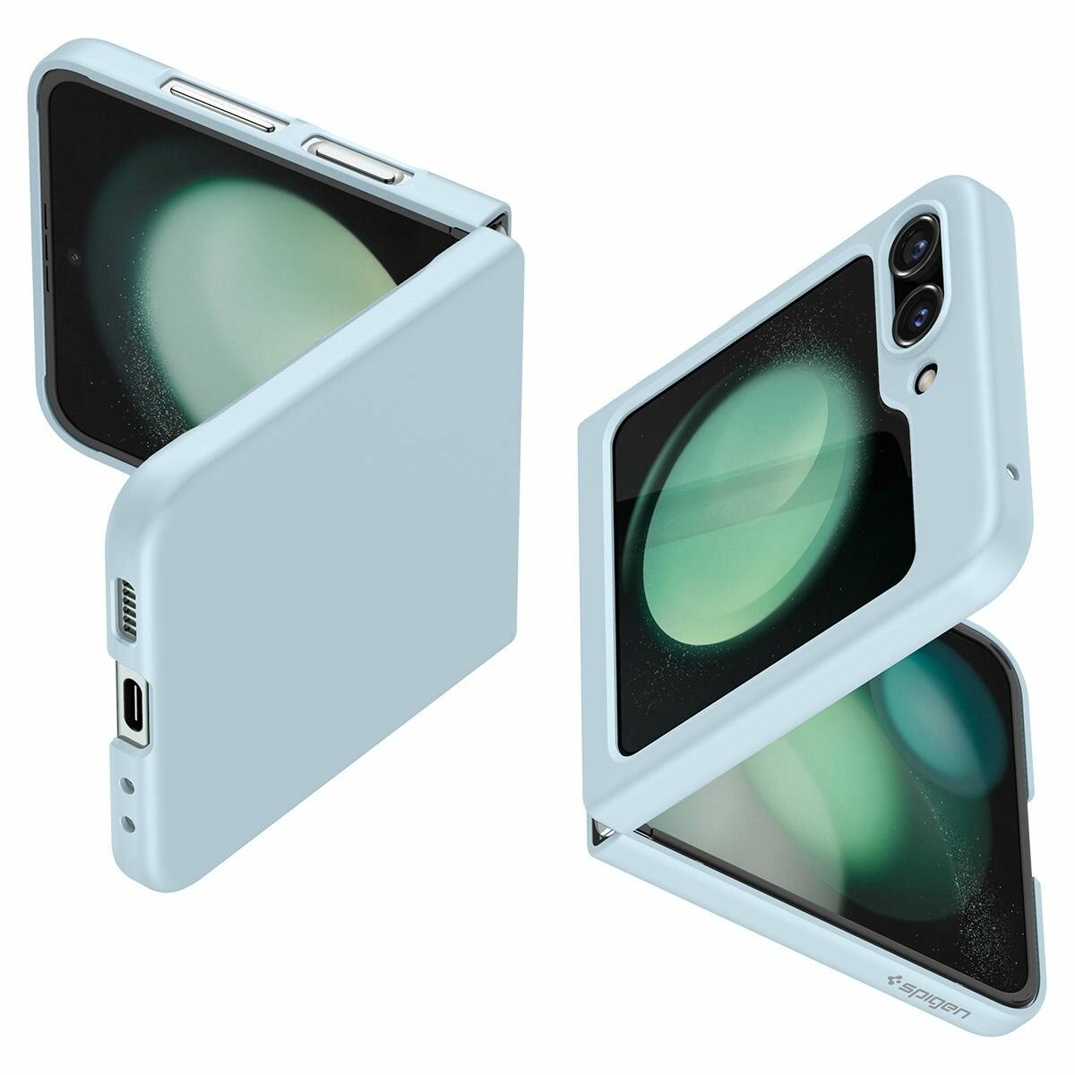 Чехол Spigen на Samsung Galaxy Z Flip 5 (ACS06233) Air Skin / Спиген чехол для Галакси Флип 5 накладка, противоударный, с защитой камеры, синий