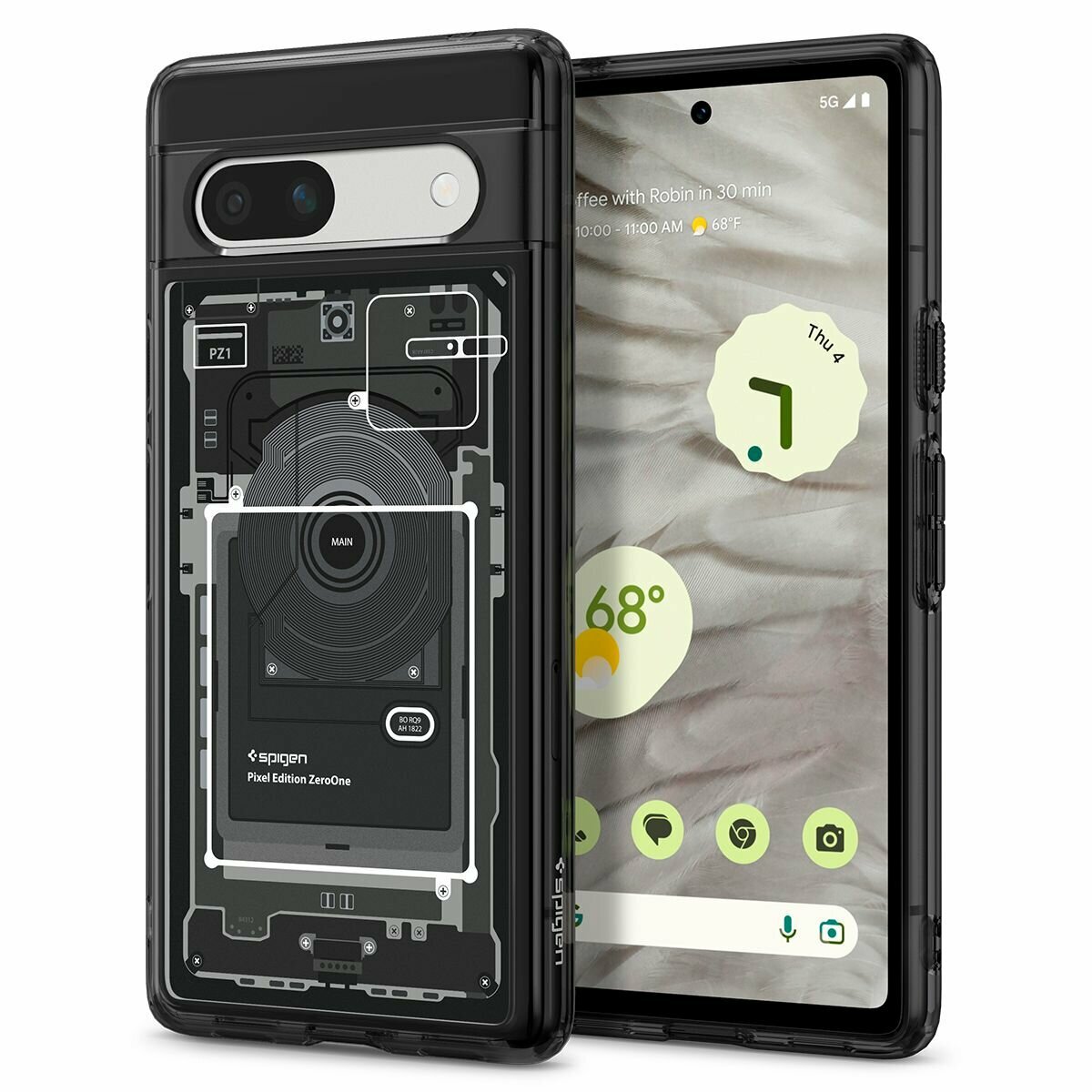 Чехол Spigen на Google Pixel 7a (ACS06093) Ultra Hybrid Zero One / Спиген чехол для Пиксель 7а с подставкой, противоударный, с защитой камеры, внутренности