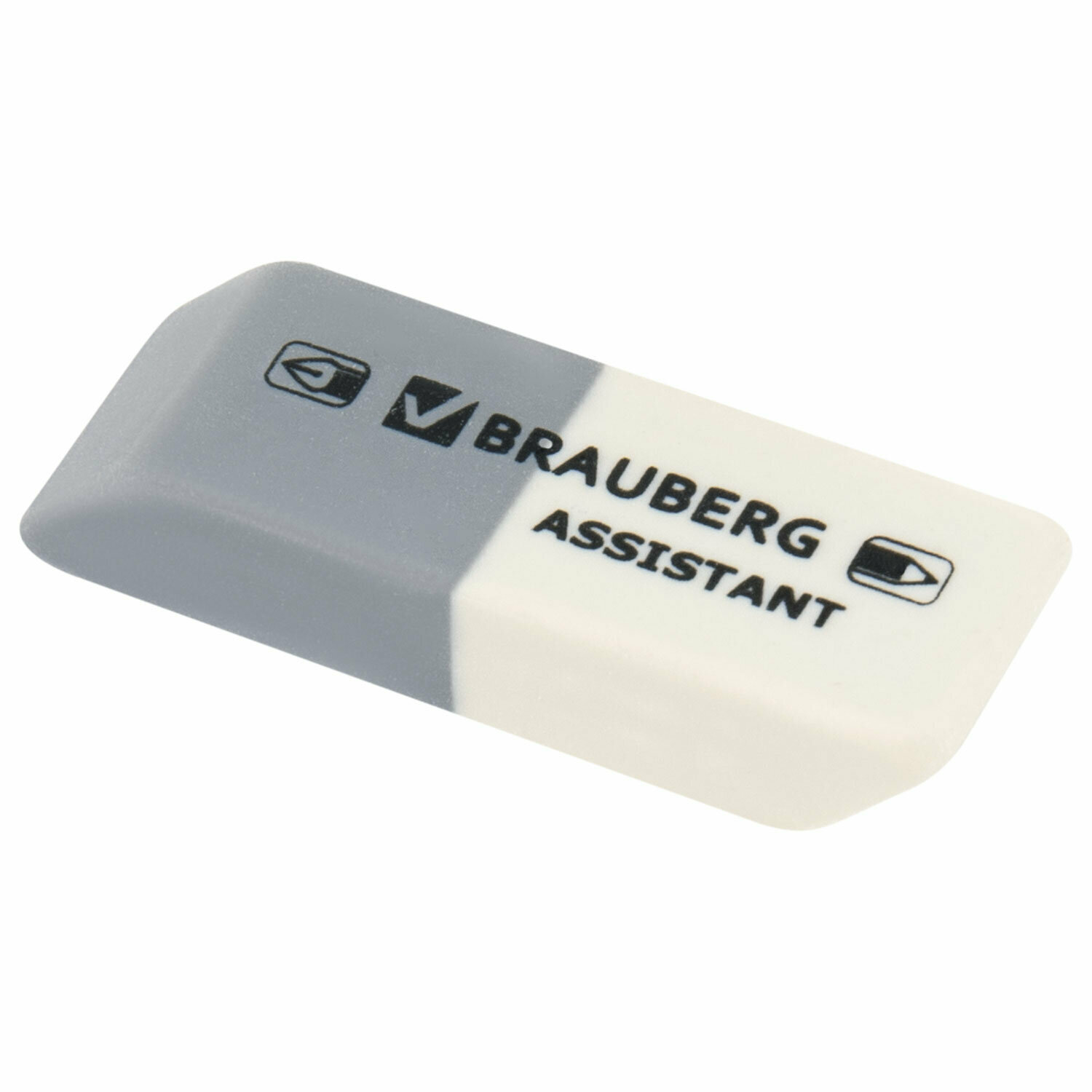 Ластик BRAUBERG "Assistant", 41х14х8 мм, серо-белый, прямоугольный, скошенные края, комплект из 80 шт, 222461