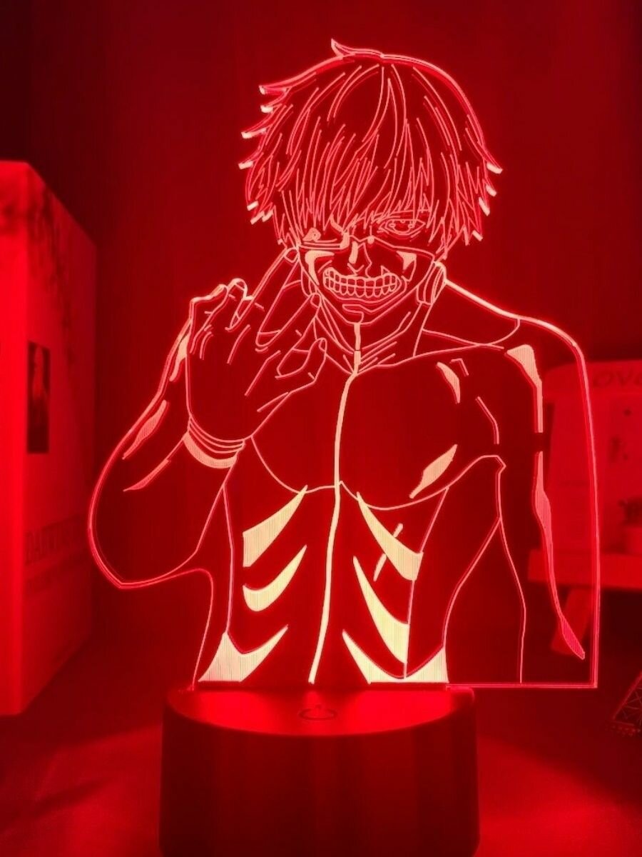 Ночник Аниме Токийский Гуль - Anime Tokyo Ghoul. Подарок фанату аниме и манги — декор в комнату с любимыми персонажами, в стиле отаку и японской анимации.