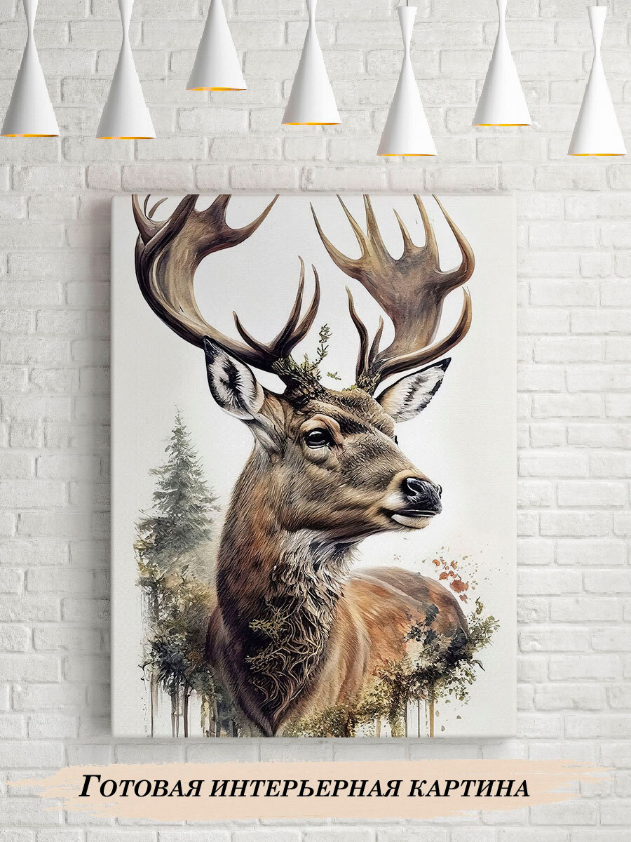 Картины для интерьера 40х60 Олень лес арт