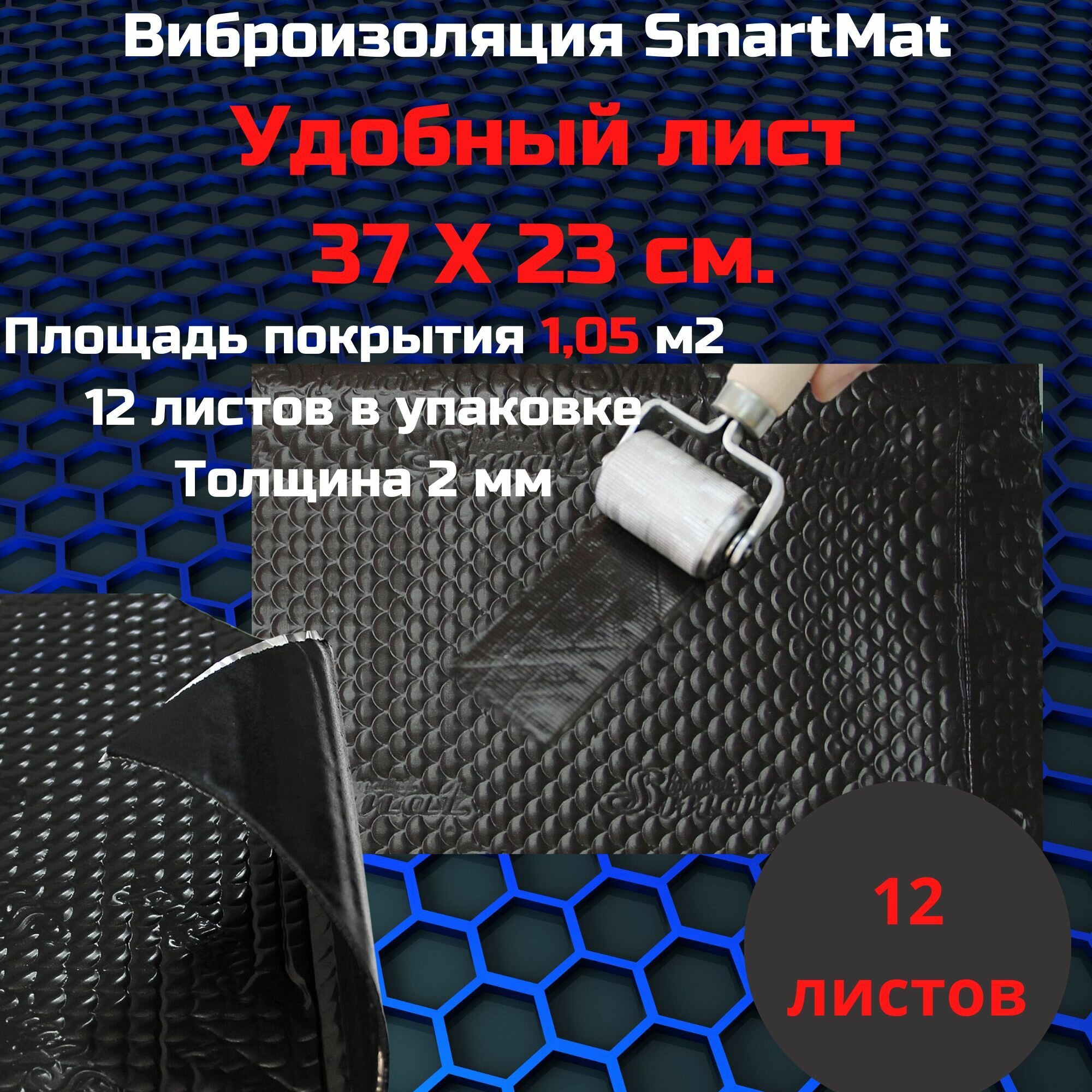 Виброизоляция для авто 2 мм (12 листов)