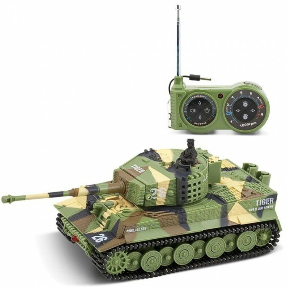 Радиоуправляемый танк Great Wall Tiger (зеленый камуфляж, 27MHz, 1:72) - 2117-1