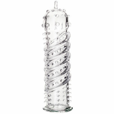 Toyfa A-toys Penis Extender 15,5 см, прозрачная Насадка на пенис с шипиками и спиралью
