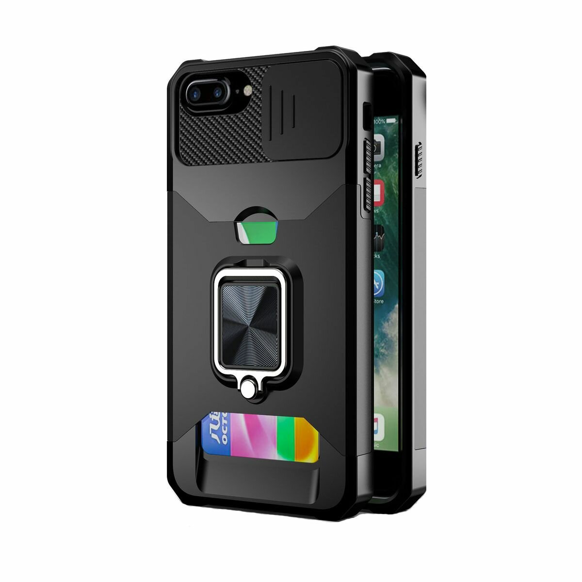 Противоударный чехол Сard Reader Case для iPhone 7 Plus / 8 Plus черный — фото 1