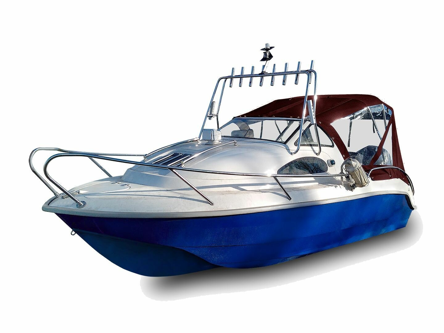 Корвет 600 ВА. Corvet 600 WA. Тент с дугами с креплениями на штатное стекло