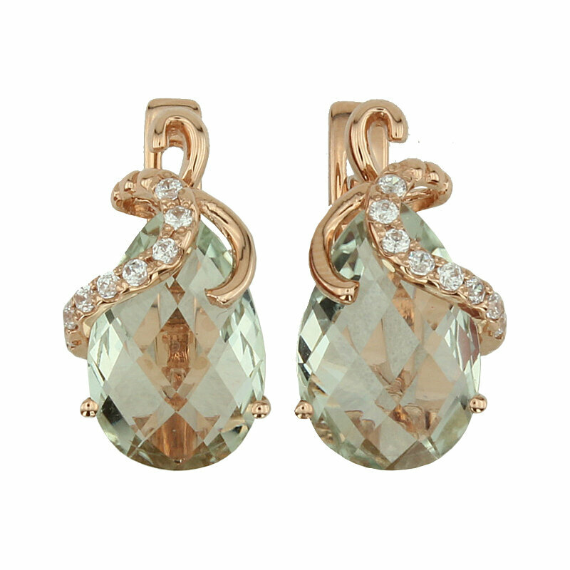 Серьги, красное золото, 585 проба, аметист