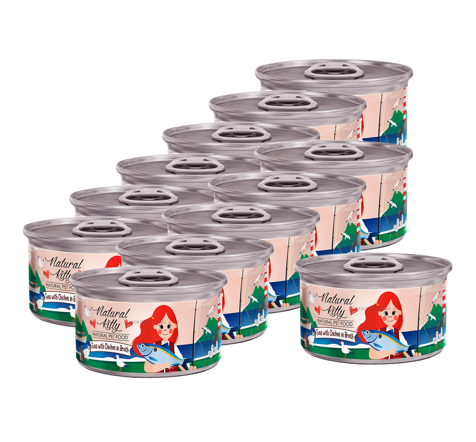 Pettric Natural Kitty консервы для кошек, тунец с курицей в бульоне - 80 г x 12 шт.