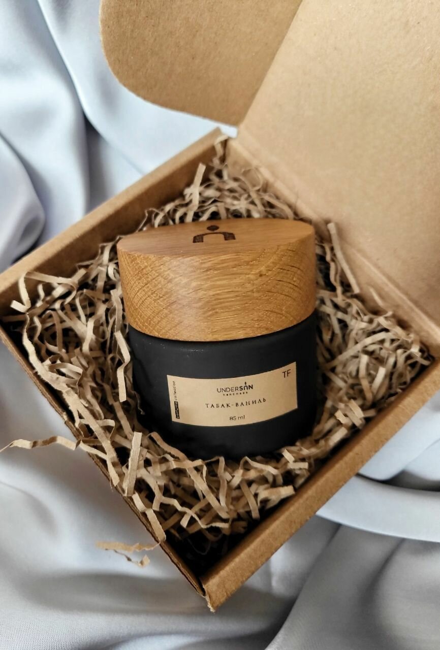 Свеча ароматическая TF Табак и ваниль / аромасвечи для дома / подарок женщине 85ml, UNDERSUN