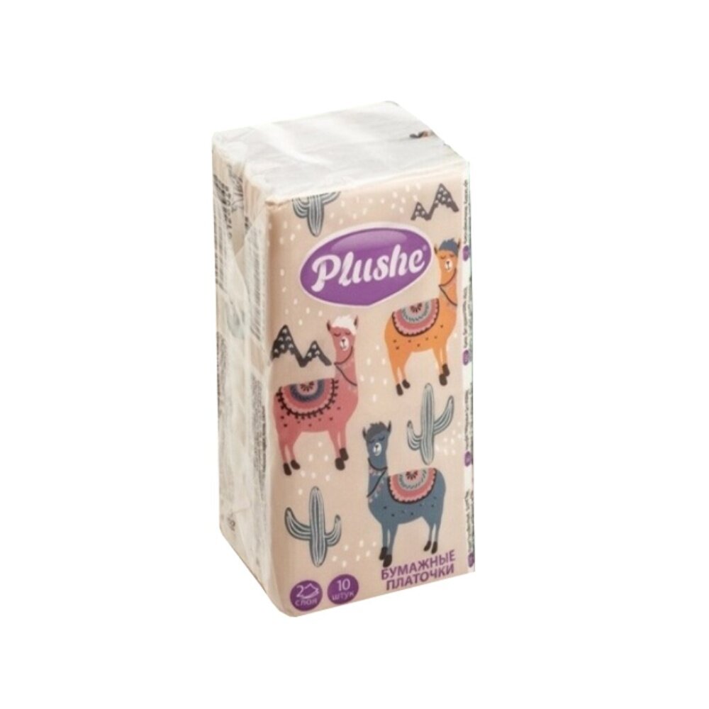 Платочки бумажные Plushe Classic Standart 2слоя,10листов,10 в упаковке, 28 упаковки в коробе 12936П (Артикул: 4100013253)