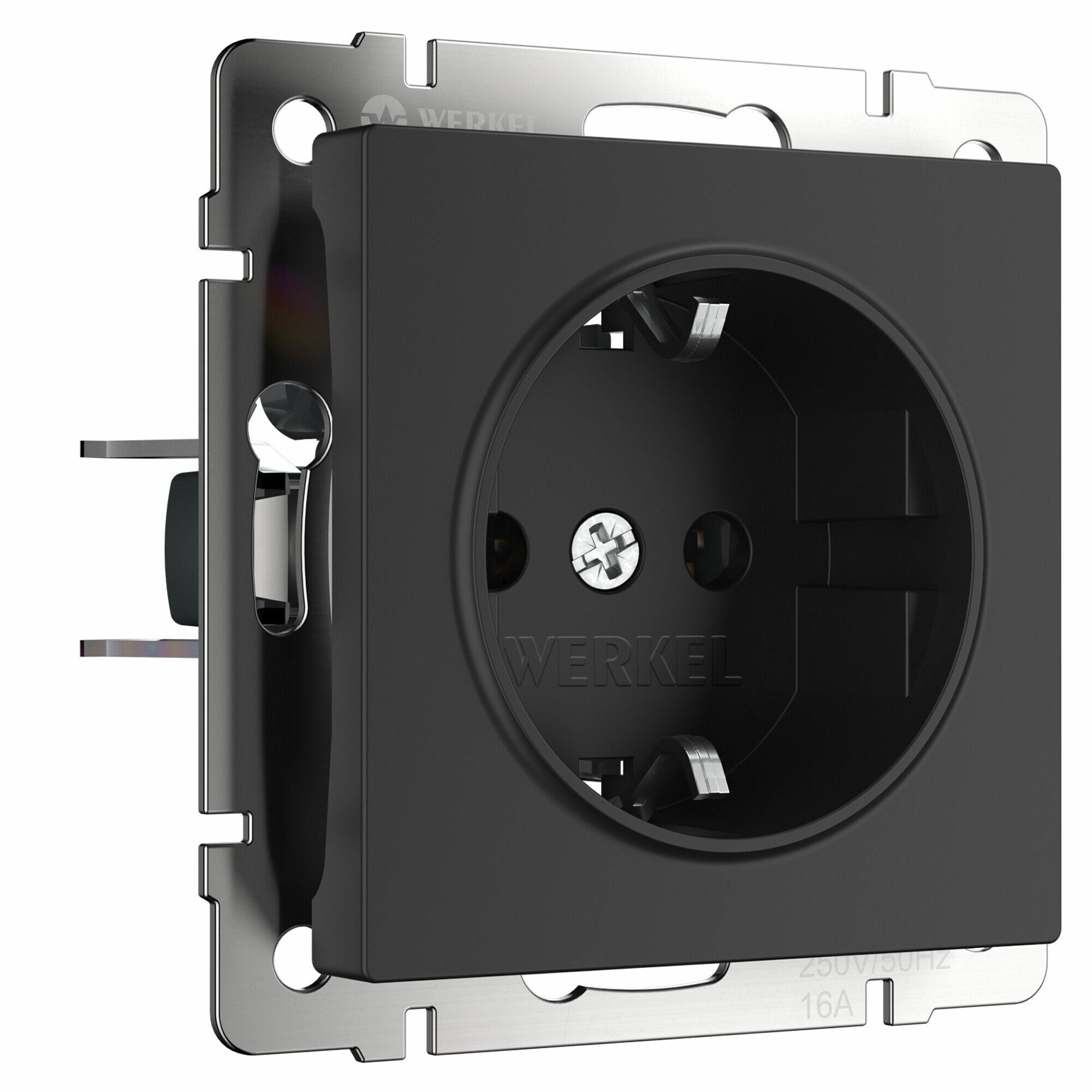 Werkel черный матовый Розетка 220v с заземлением, на клеммах. W1171308