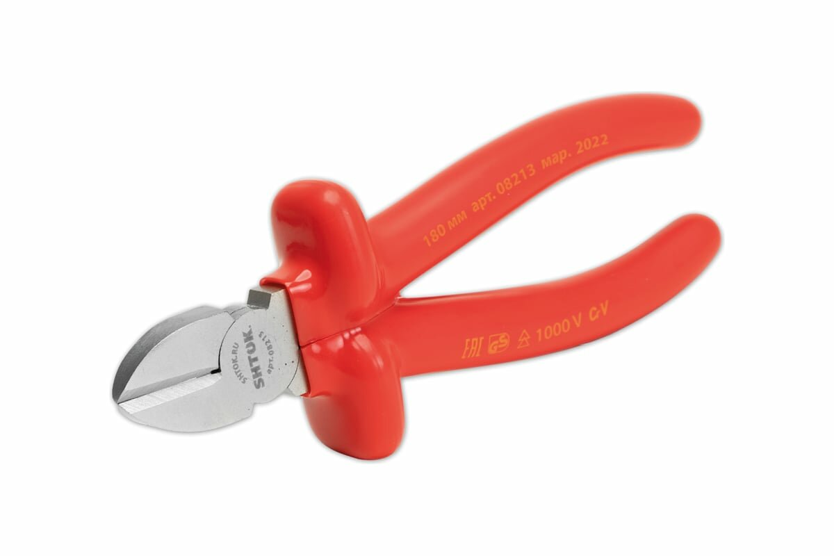 SHTOK 08213 Боковые кусачки 180 мм - прочные инструменты резки кабелей и металлов