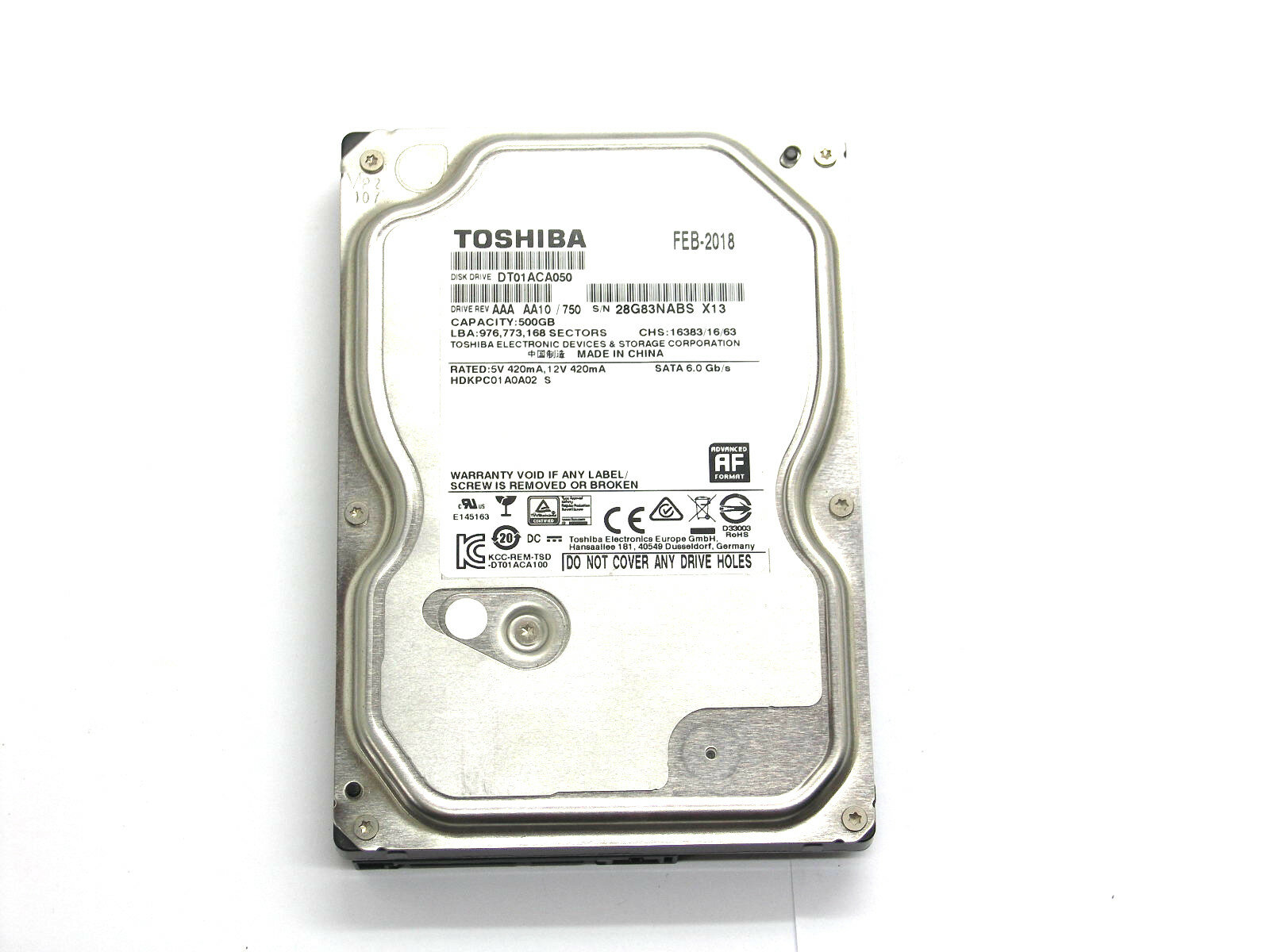 Жесткий диск 3,5" 500Gb Toshiba DT01ACA050 7200 rpm SATA